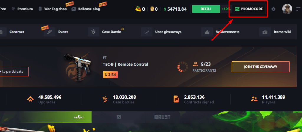 Hellcase Promo Codes 2025: "gamblecsgo" For Free $0.7 +10% Bonus