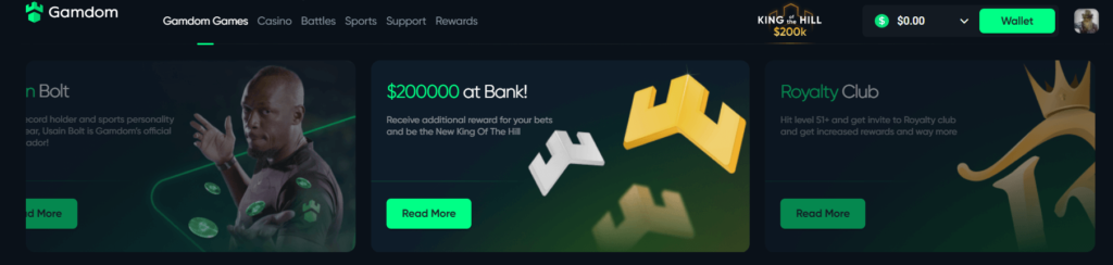 Gamdom promo code: Use "TOP100LIST" - Get 60% Cashback